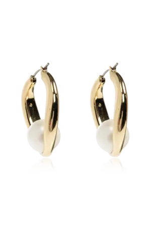 Kate Spade New York Glass Pearl Hoop Earrings - Gold