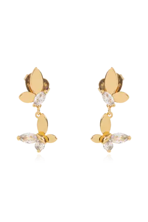Kate Spade New York Golden Butterfly And Crystal Drop Earrings - Gold