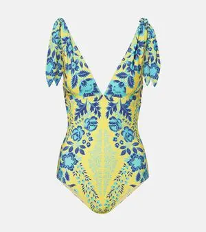 Etro Etro Floral Print One-Piece Swimsuit Yellow