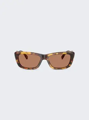 Miu Miu Honey Havana Acetate Rectangular Sunglasses - Brown