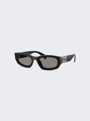 Miu Miu Rectangular Acetate Sunglasses - Black