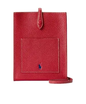 Polo Ralph Lauren Pebbled Leather Crossbody Bag - Red