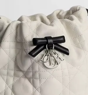 Dior Quilted Cannage Leather Mini Bucket Bag - Latte/black