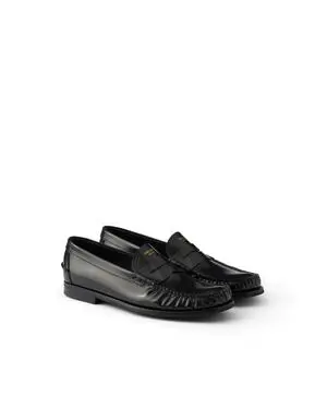 Prada Brushed Leather Loafers - Black
