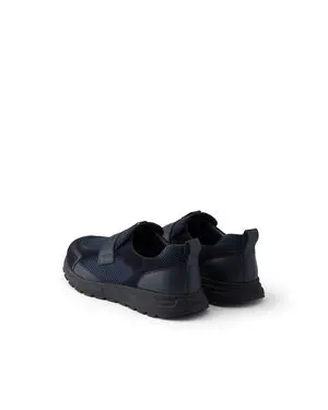 Prada Braided Leather And Mesh Loafers - Blue