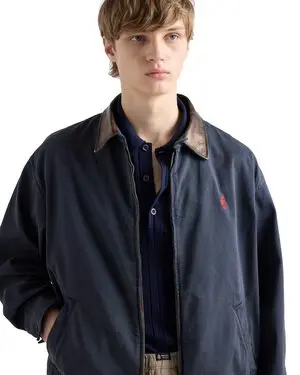 Prada Cotton Jacket With Leather Detail