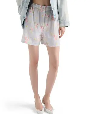 Prada Floral Print Linen Shorts