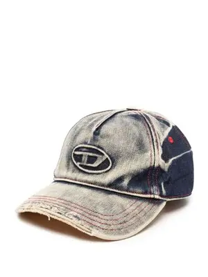 DIESEL® Cotton Baseball Cap With Embroidered Logo - Blue
