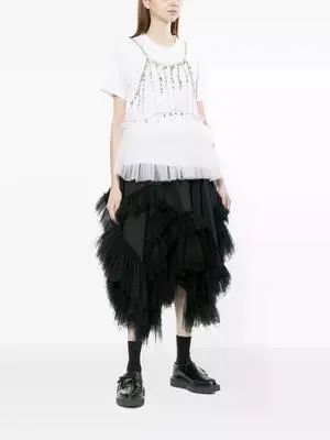 Noir Kei Ninomiya Ruffled Tulle Trim T-shirt