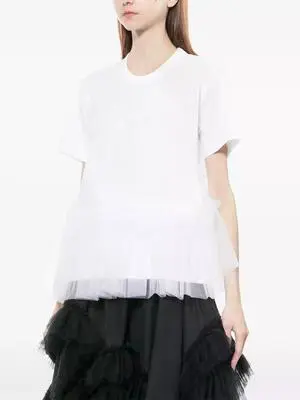 Noir Kei Ninomiya Ruffled Tulle Trim T-shirt
