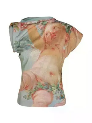 VIVIENNE WESTWOOD Cherub Print Draped Top - Neutrals