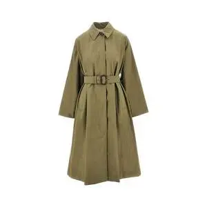 Max Mara Organic Cotton Blend Trench Coat With Belt - Green