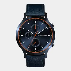 Lilienthal Berlin Chronograph Watch With Orange Leather Strap - Blue