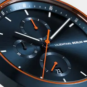 Lilienthal Berlin Chronograph Watch With Orange Leather Strap