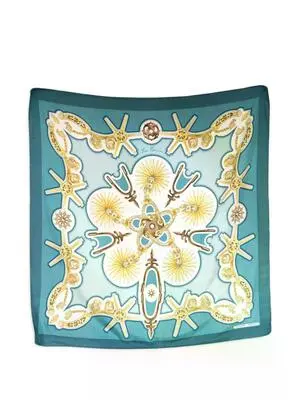 Hermès 1970s Les Eperons Silk Scarf - Blue