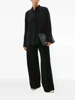 Another Tomorrow Tuxedo Pleated Blouse