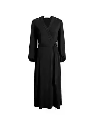Another Tomorrow Buttoned Cuff Midi Dress