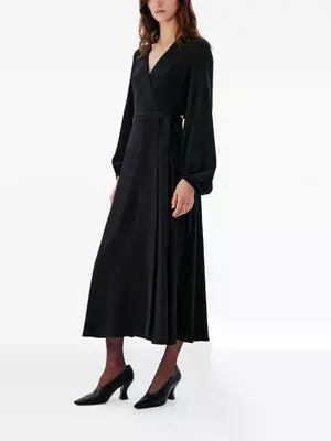 Another Tomorrow Buttoned Cuff Midi Dress