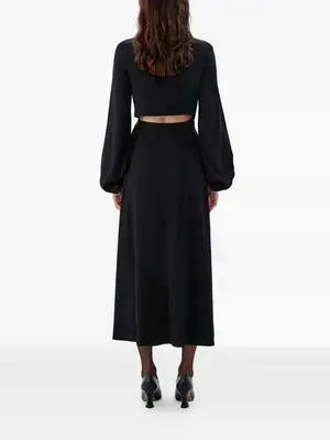 Another Tomorrow Buttoned Cuff Midi Dress