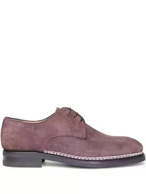 Bontoni Chocolate Topstitching Lace-up Derby Shoes