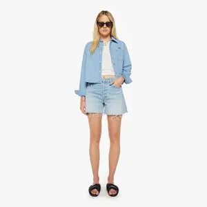 MOTHER The Extra Mile Fray Shorts - Light Blue