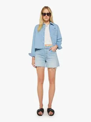 MOTHER The Extra Mile Fray Shorts - Light Blue