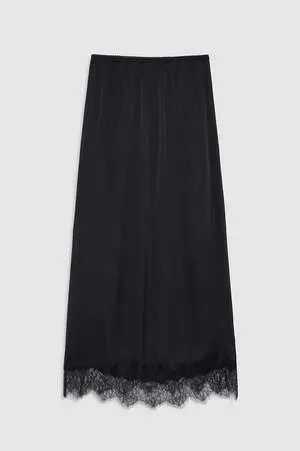 ANINE BING Shelby Midi Skirt With Lace Trim