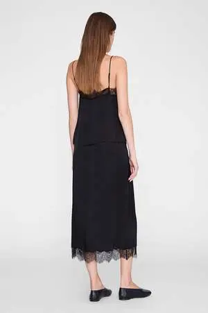 ANINE BING Shelby Midi Skirt With Lace Trim