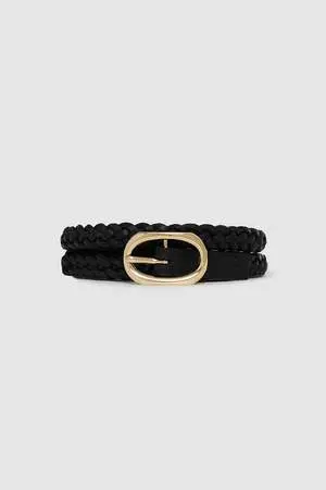 ANINE BING Braided Leather Belt With Signature Buckle