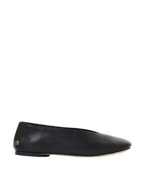 ANINE BING Smooth Leather Slip-on Flats - Black