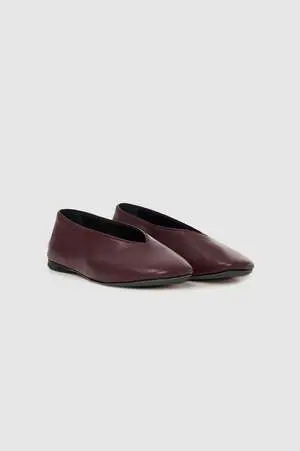 ANINE BING Smooth Leather Slip-on Flats - Fig