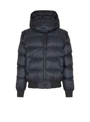 Balmain Cropped Monogram Jacquard Padded Jacket