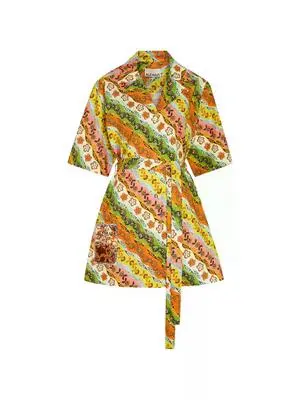 ALEMAIS Janine Graphic-print Belted Mini Dress