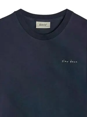 FORET Slow Down Embroidered-logo T-shirt