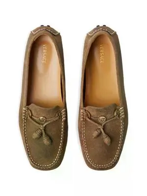 Versace Robin Suede Driver Shoes - Brown