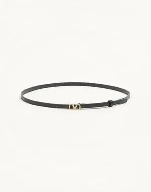 Valentino Garavani Vlogo Signature Belt In Shiny Calfskin - Black