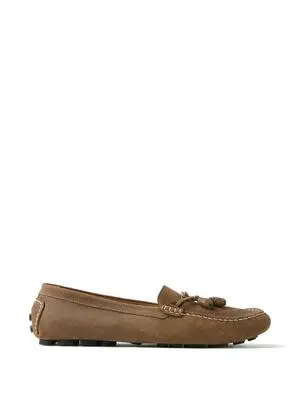 Versace Robin Suede Driver Shoes - Brown