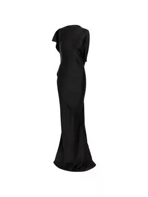 Victoria Beckham Kyra Asymmetric Ruffled Maxi Dress - Black