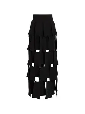 A.W.A.K.E. Mode Laser-cut Panelled Maxi Skirt - Black