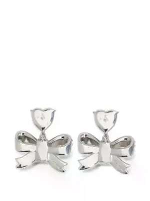 SELF-PORTRAIT Crystal Heart Bow Drop Earrings