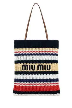 Miu Miu Embroidered Crochet Shopping Bag - Multicolor