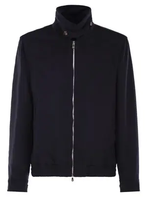 Brunello Cucinelli Brunello Cucinelli Virgin Wool Bomber Jacket With Stand Collar Blue