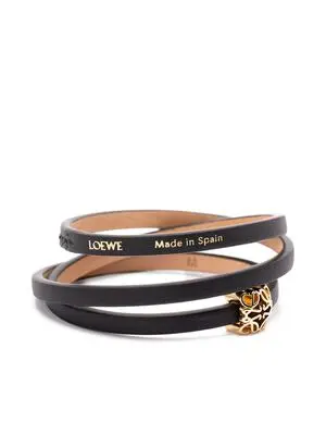 Loewe Anagram Wrapped Leather Bracelet With Gold-tone Hardware - Multicolor