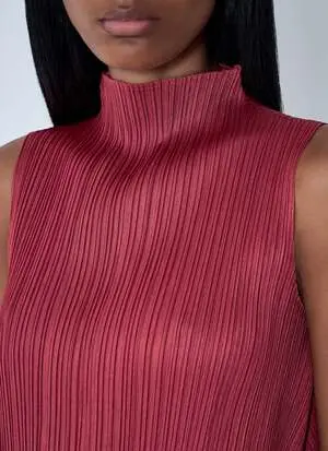 Issey Miyake One-shoulder Abstract Print Pleated Top - Red