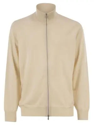 Brunello Cucinelli High-neck Cashmere Zip Cardigan - White