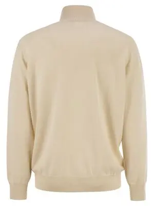 Brunello Cucinelli High-neck Cashmere Zip Cardigan - White