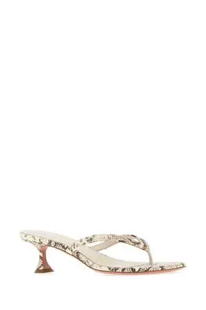 Amina Muaddi Printed Leather Juliette Thong Mules - Multicolor