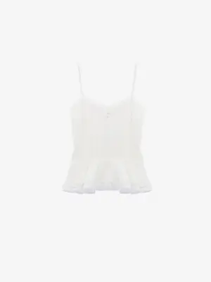 Alexander McQueen Silk Peplum Cami Top - Ivory