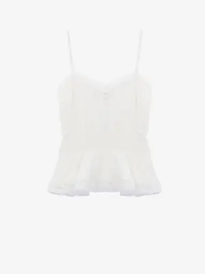 Alexander McQueen MCQUEEN Silk Peplum Cami Top Ivory