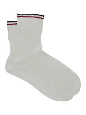 Brunello Cucinelli Ribbed Knit Cotton Socks With Striped Detail - Multicolor